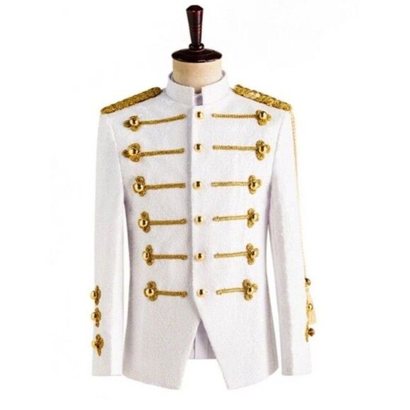 Jackets & Coats | Costume Classical Slim Jacket Mens Large White Gold ...